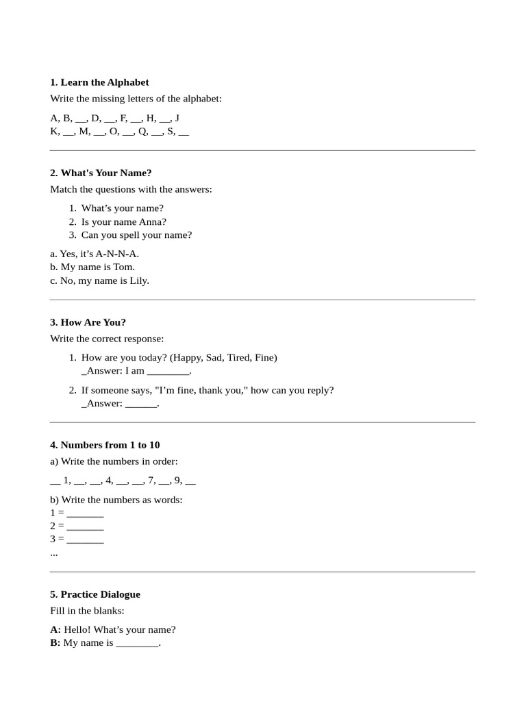 Angol Gyerek Unit 1 | PDF