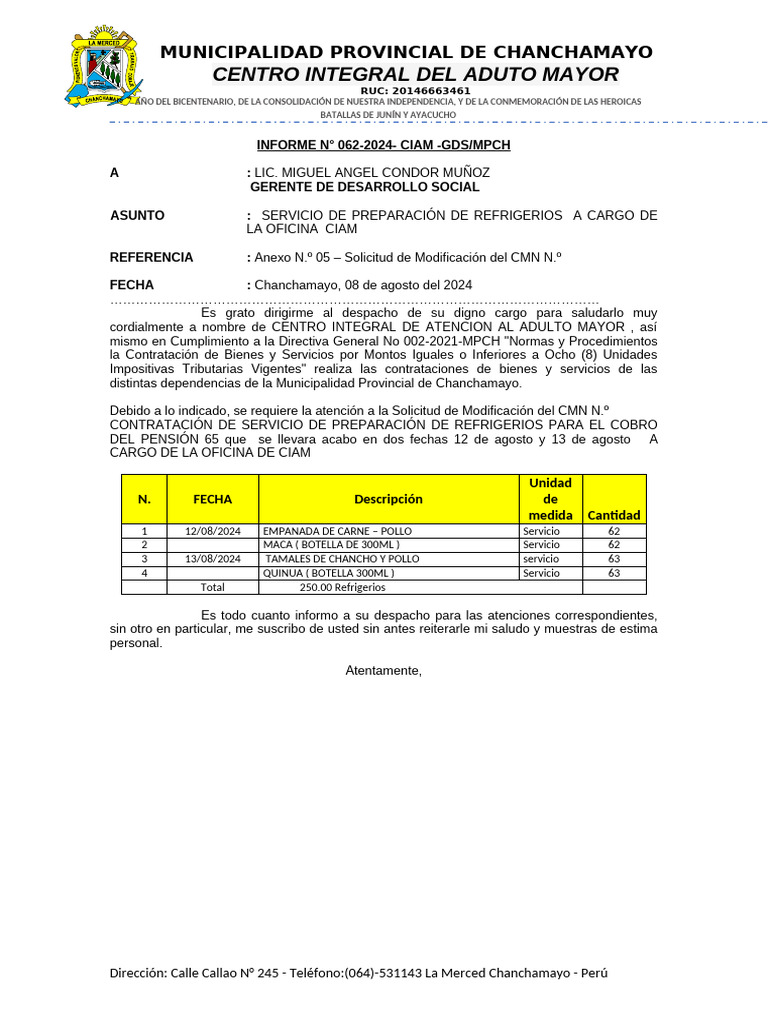 Informe Nº62 Ciam | PDF