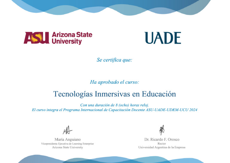 2024 2c Tecnologías Inmersivas En Educación 1104 Certificado Final | Pdf