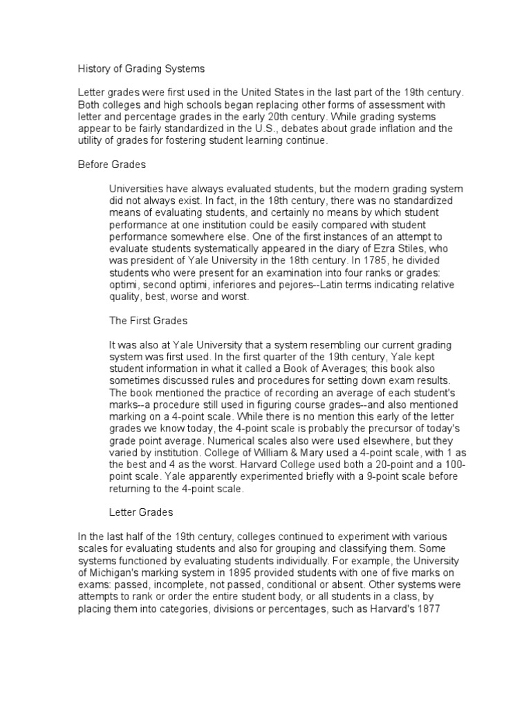 History of Grading Systems | PDF | Grading (Education) | Test (Assessment)