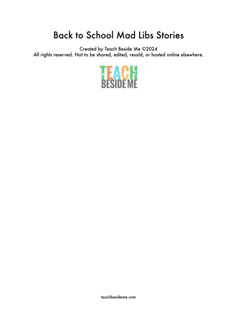 Back To School Mad Libs | PDF | Verb | Adjective