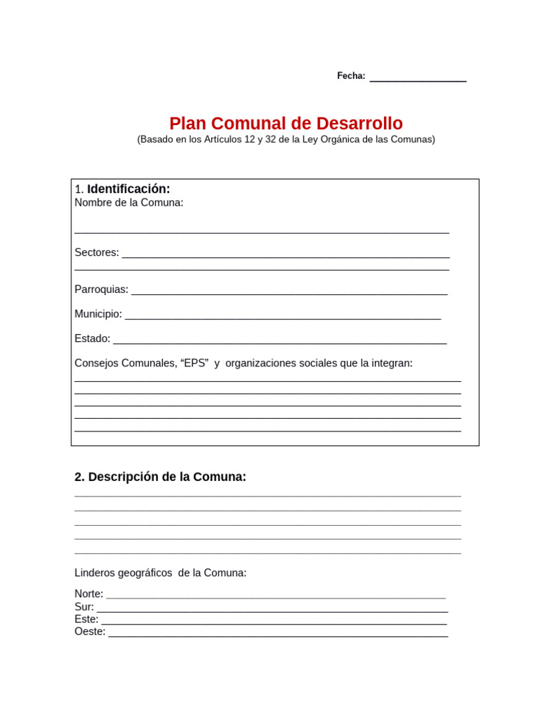 Plan Comunal de Desarrollo | PDF