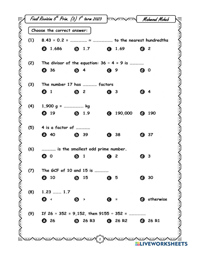 Math g5 Term 1 | PDF