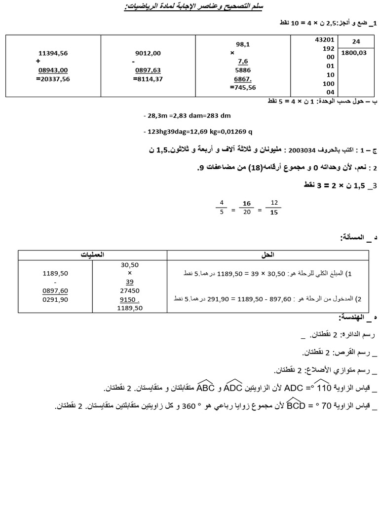 Barème Math Janvier | PDF