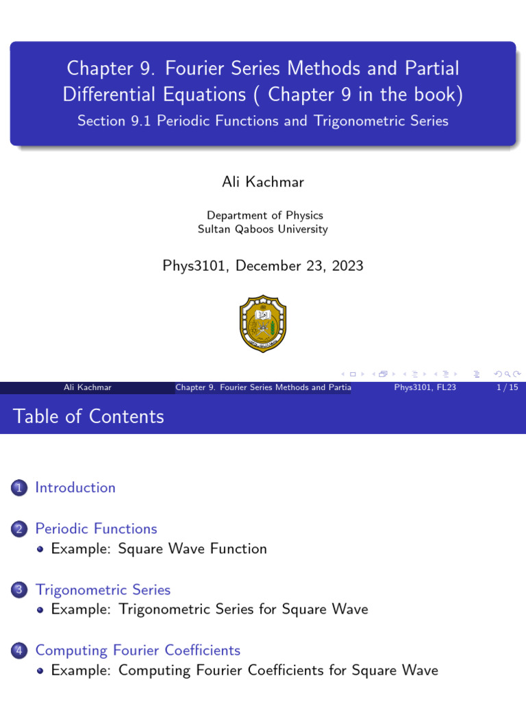 Ch9.Sec.9.1 (1) | PDF | Fourier Series | Function (Mathematics)
