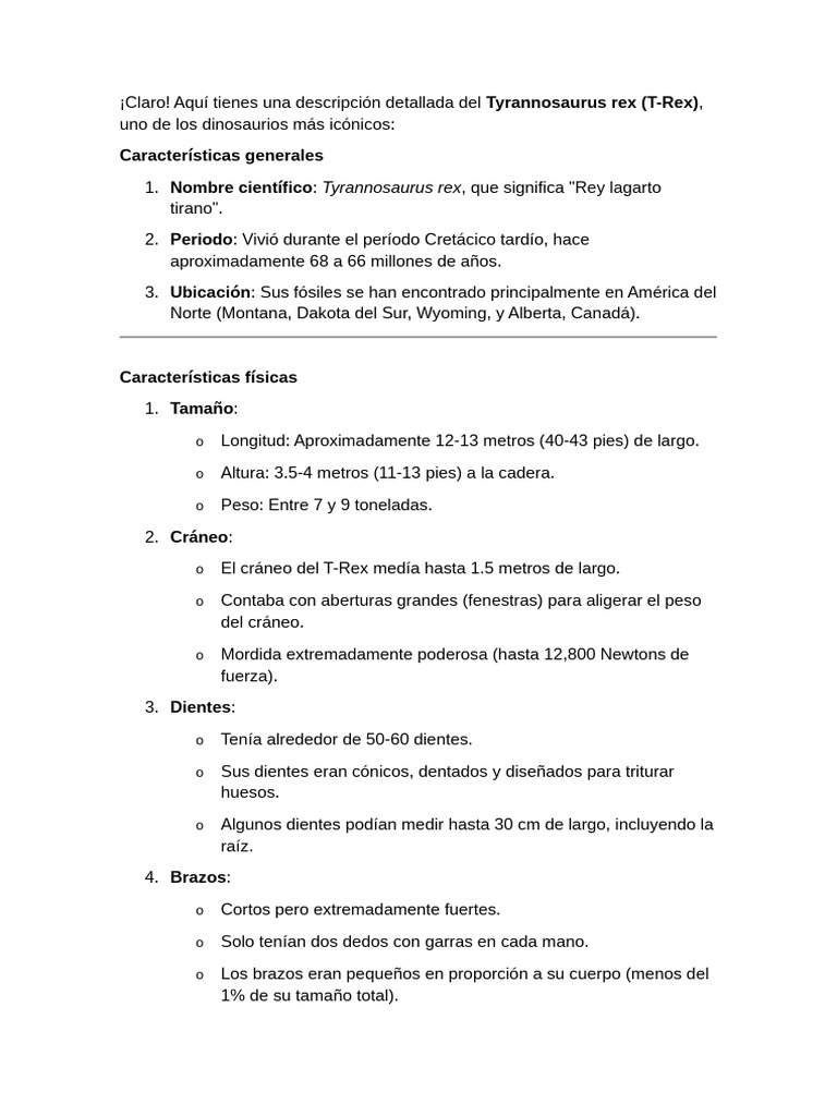 Dinosaurio Rex | PDF | tiranosaurio | Paleontología