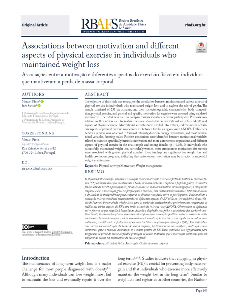 Associations Between Motivation and Different Aspects of Physical ...