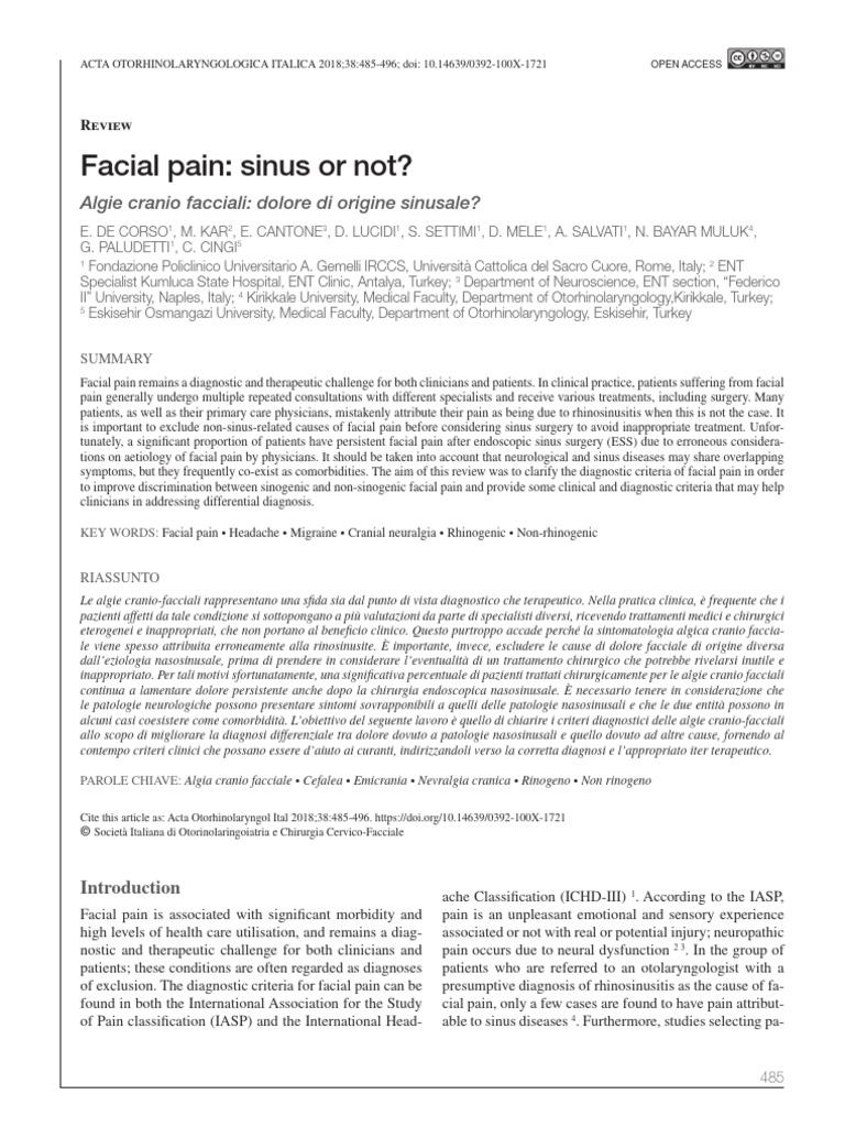 Facial Pain Sinus or Not | PDF | Headache | Migraine