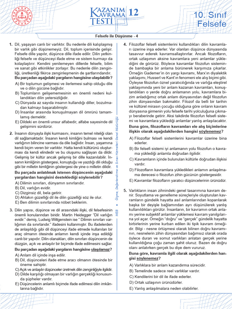 Sınıf Felsefe Felsefe | PDF