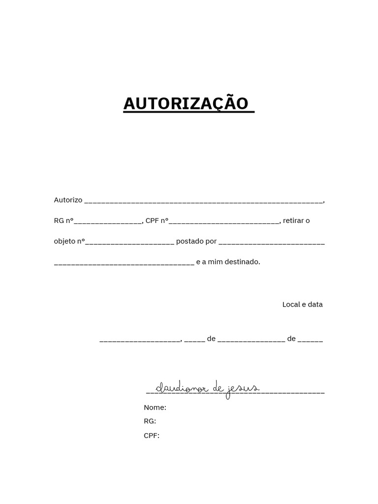 Autorizacao Retirada Correios.pdf | PDF Autorizacao Retirada Correios.pdf | PDF
