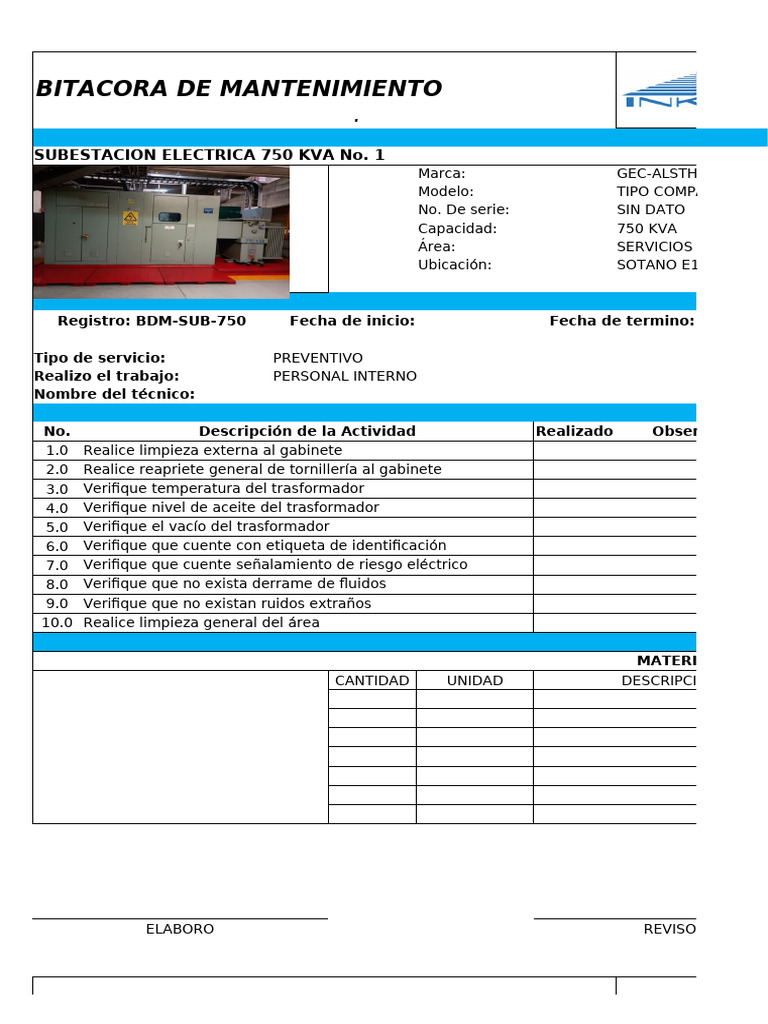 Bitacora de Mantenimiento | PDF | Ingenieria Eléctrica | Electricidad
