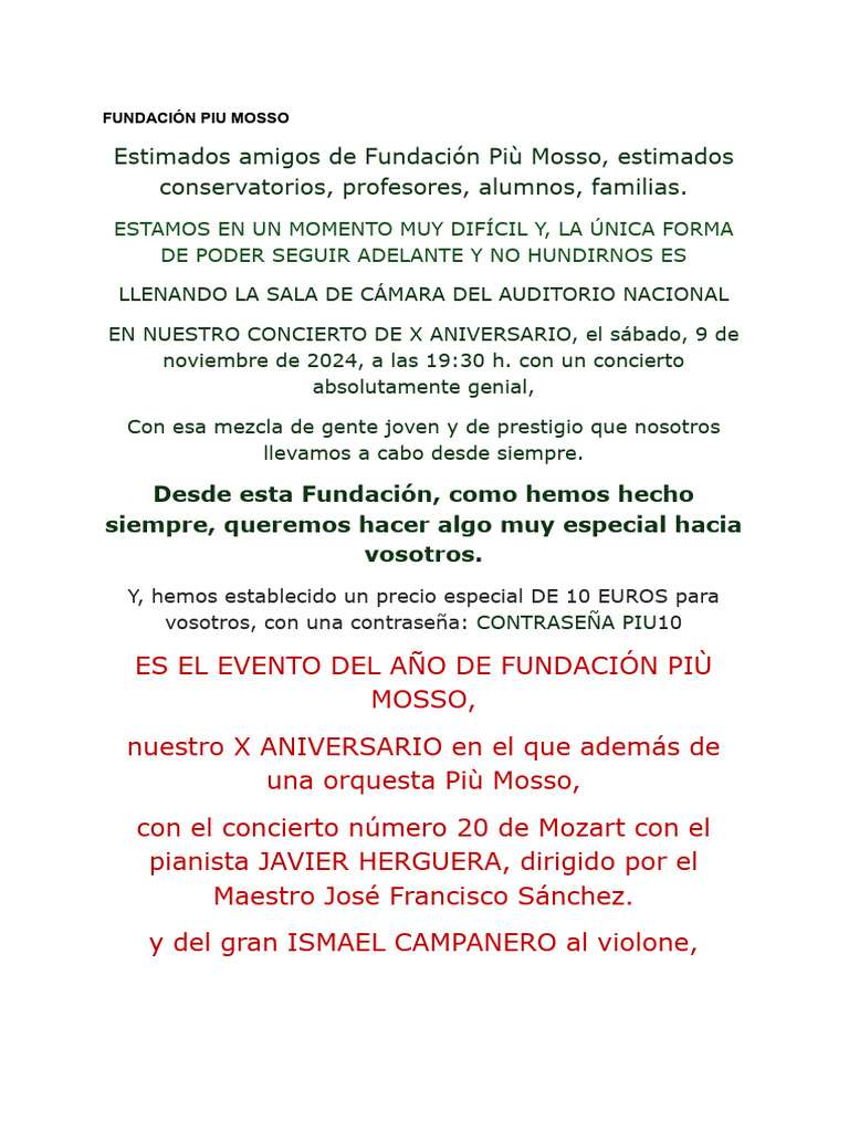 Fundación Piu Mosso_ Concierto 9 Noviembre | PDF