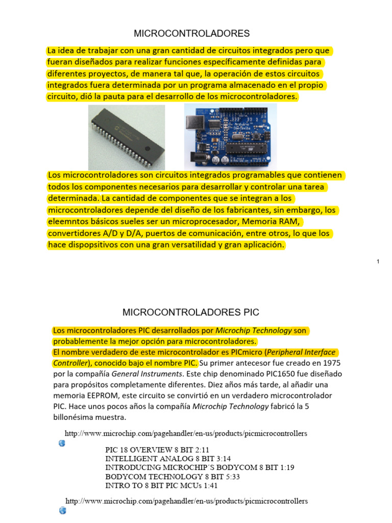 Microcontroladores PIC: Ventajas y Usos | PDF | Microcontrolador ...