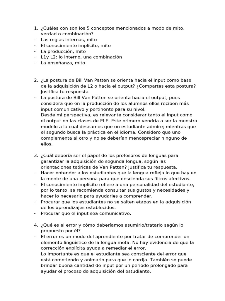 Video de Van Patten | PDF | Adquisicion de una segunda lengua | Lingüística