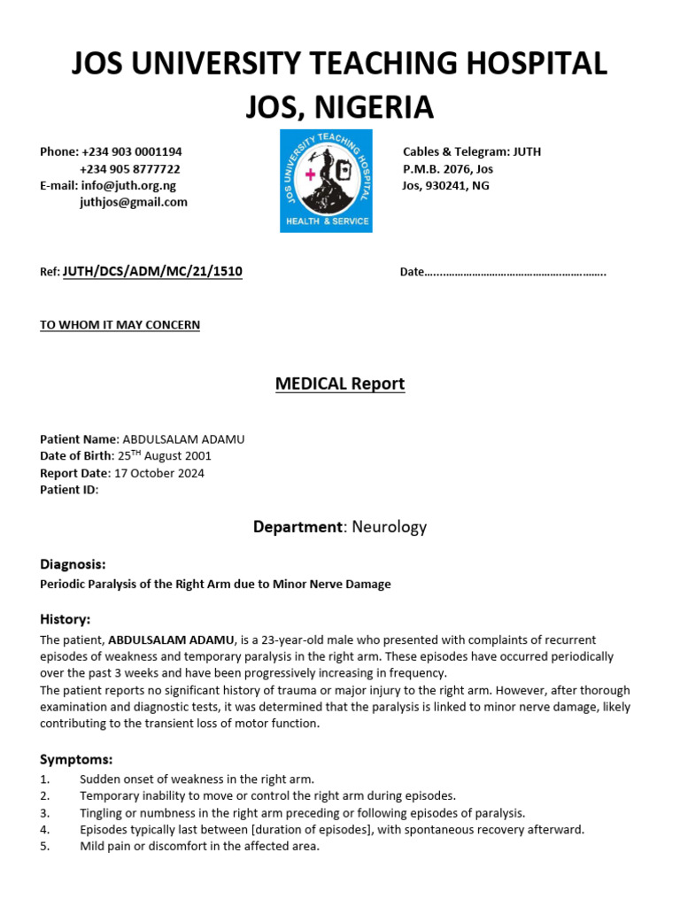 Medical Report For Abdul | PDF | Electromyography | Peripheral Neuropathy