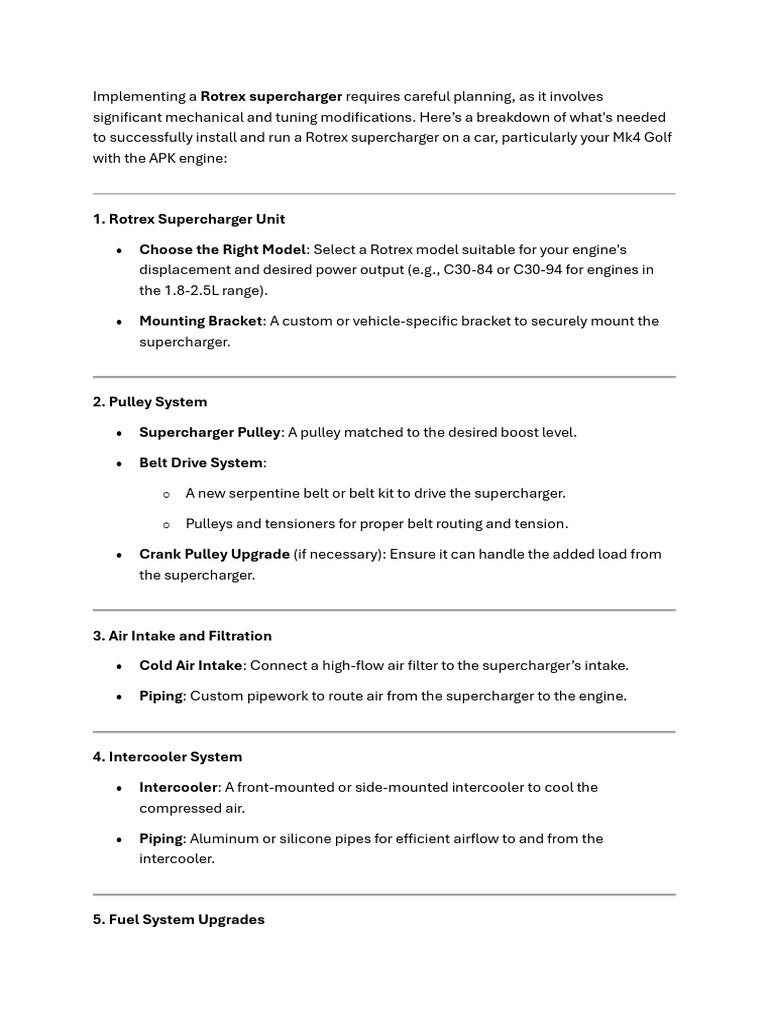Implementing A Rotrex Supercharger | PDF | Propulsion | Mechanical ...