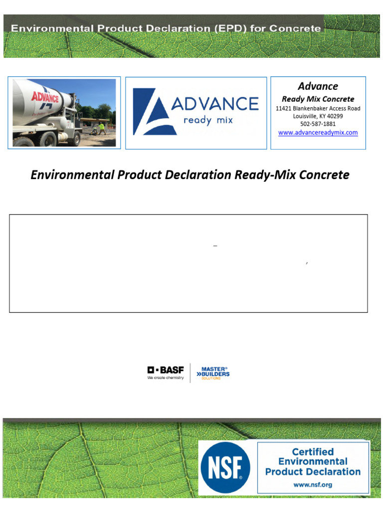 Epd10410 (NSF) | PDF | Concrete | Life Cycle Assessment