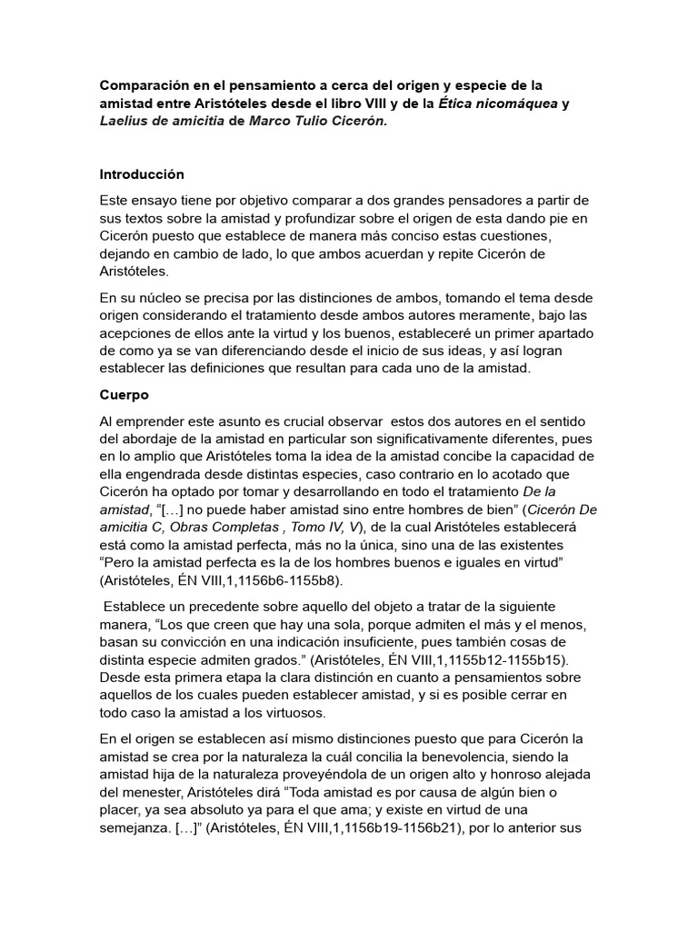Laelius de Amicitia de Marco Tulio Cicerón | PDF | Aristóteles | Cicerón