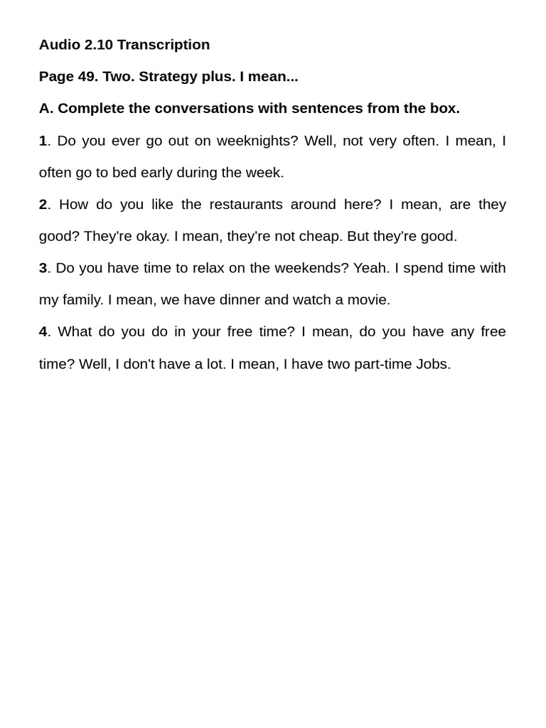 Audio 2.10 Transcription Touchstone 1 | PDF