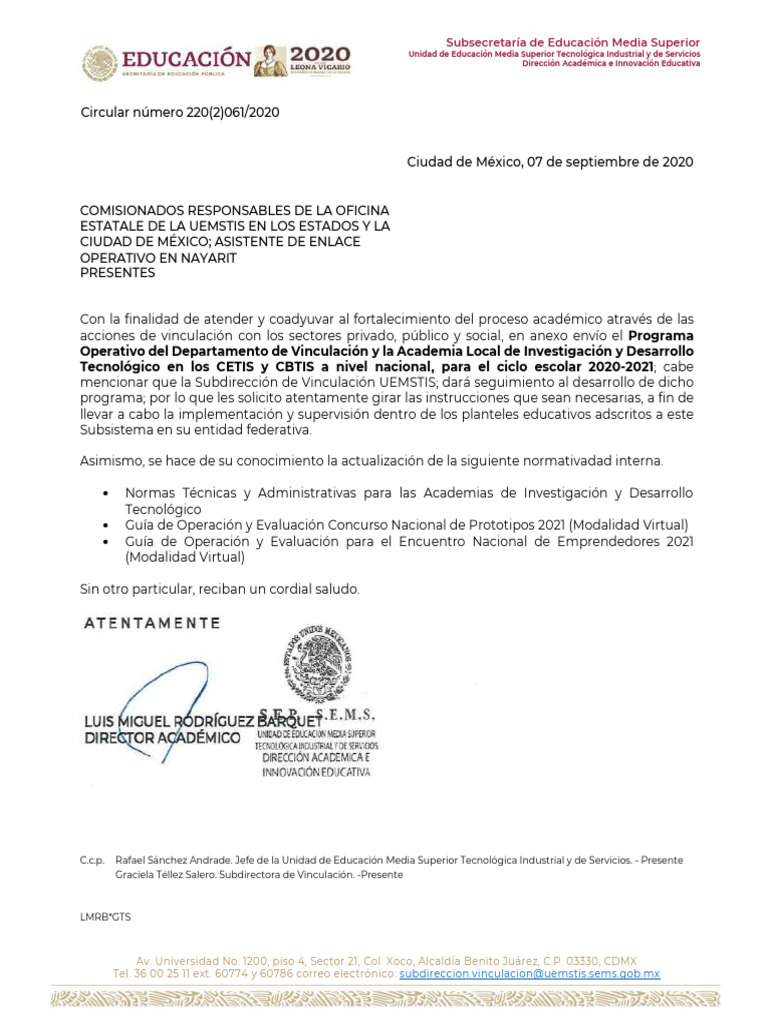 Circular Número 220 (2) 061/2020 | PDF