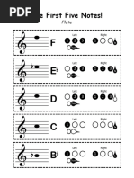 First Five Notes Worksheets for Band | PDF