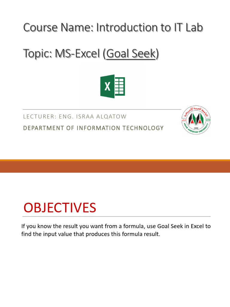 MS - Excel - Goal Seek - Lab2 | PDF