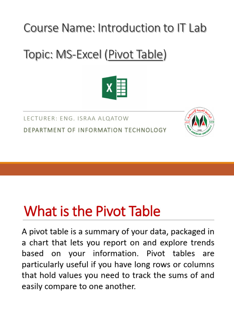 MS - Excel - Pivot Table - Lab4 | PDF