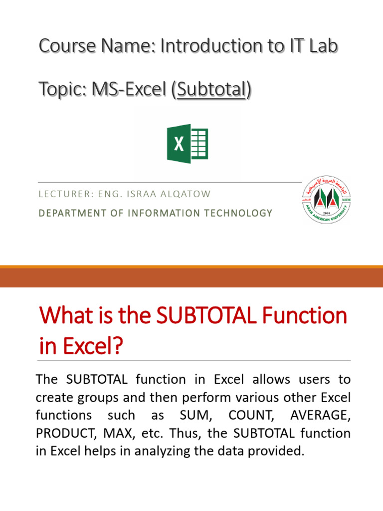 MS_Excel_Subtotals_Lab5 | PDF