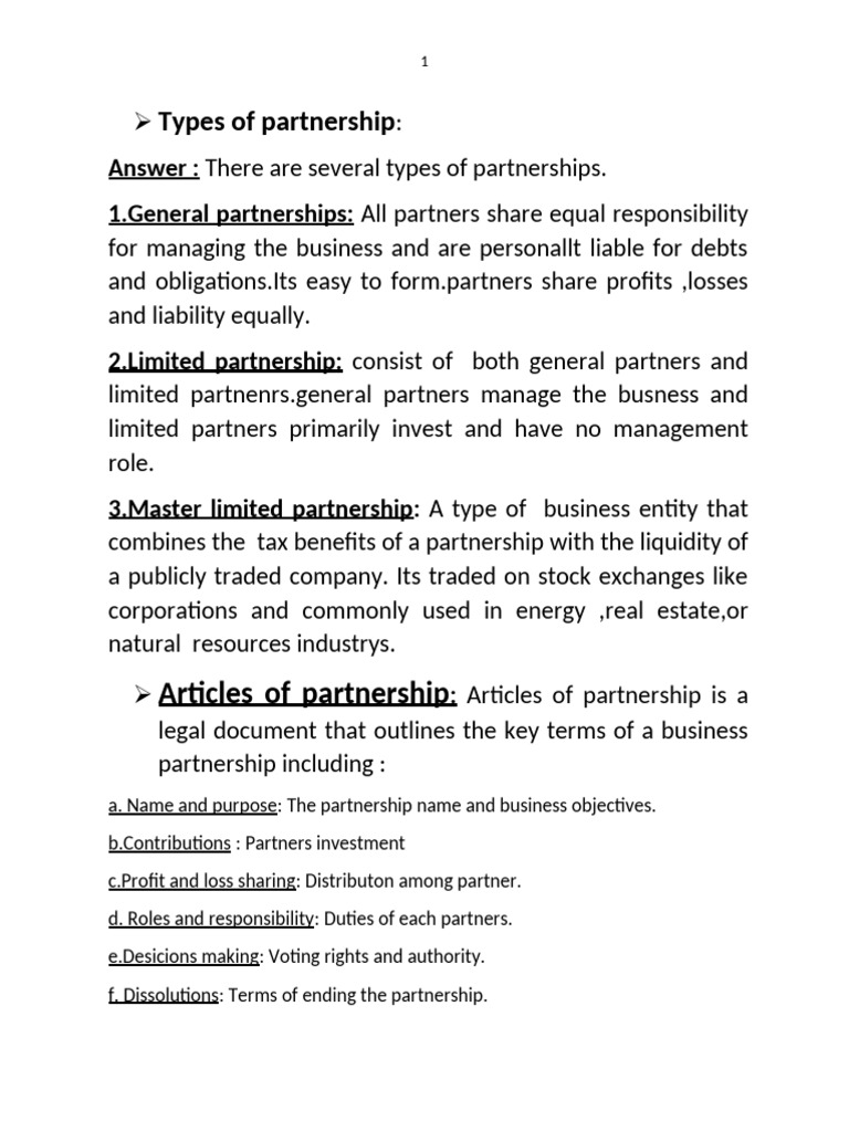 Types of Partnership | PDF