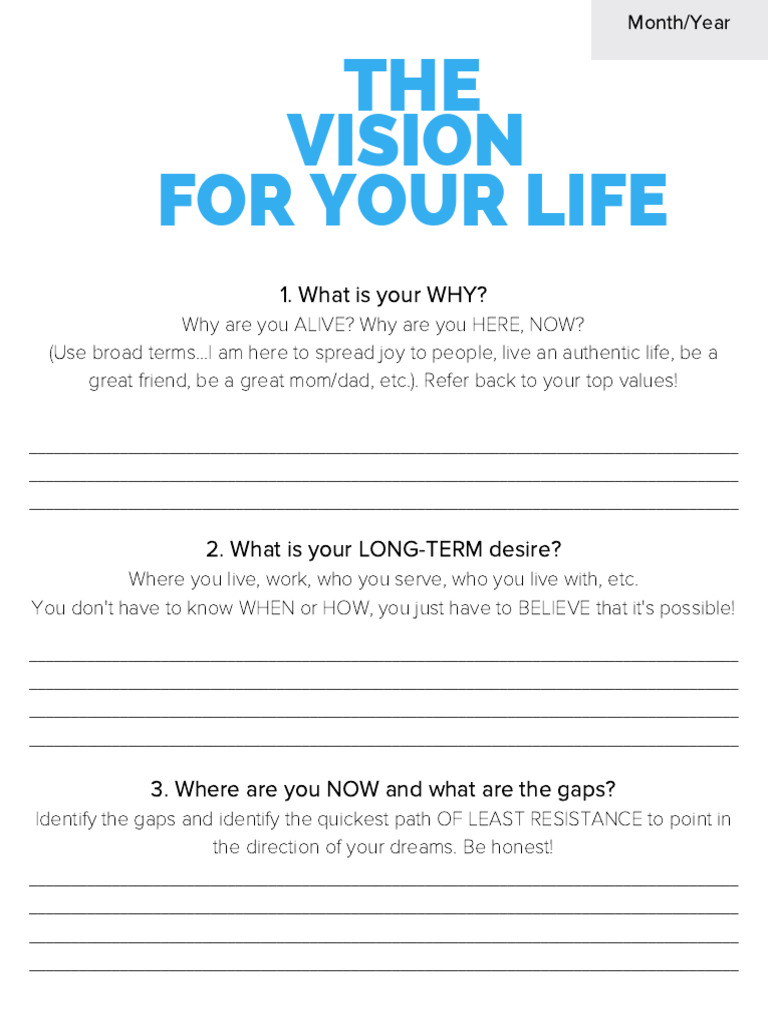 Vision Worksheet | PDF