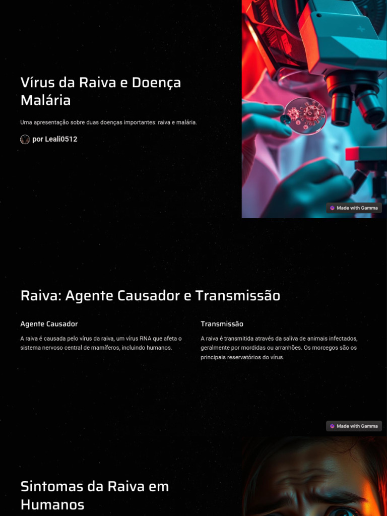 Raiva e Malária: Causas, Sintomas e Prevenção | PDF | Malária | Raiva
