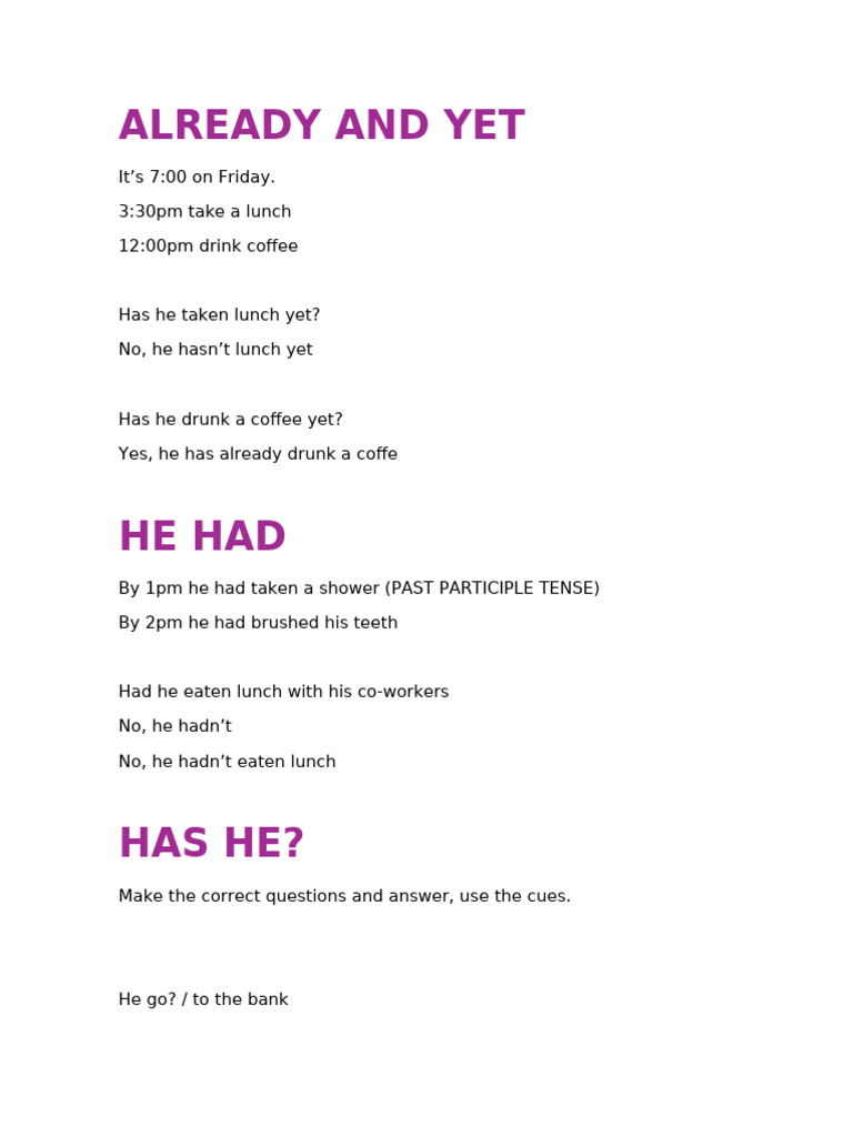 Alredy and Yet | PDF