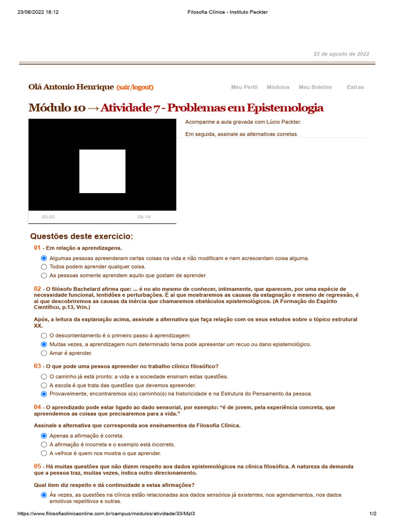 ATIV.07-PROVA | PDF | Aprendizado | Epistemologia
