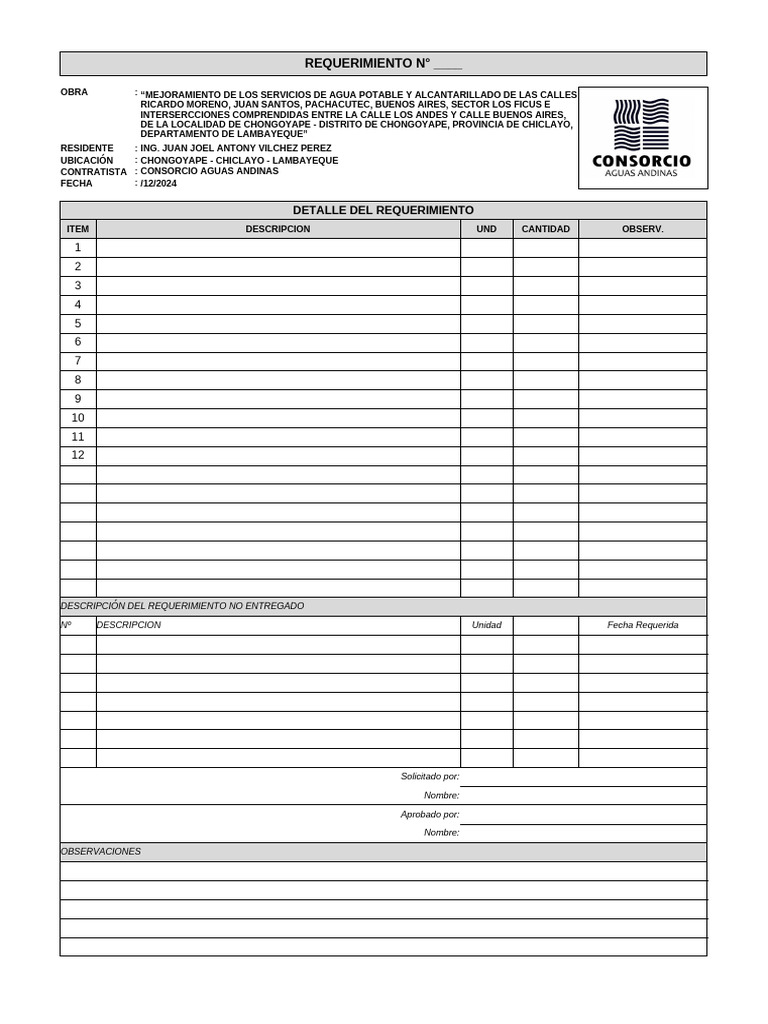 HOJA DE REQUERIMIENTO | PDF