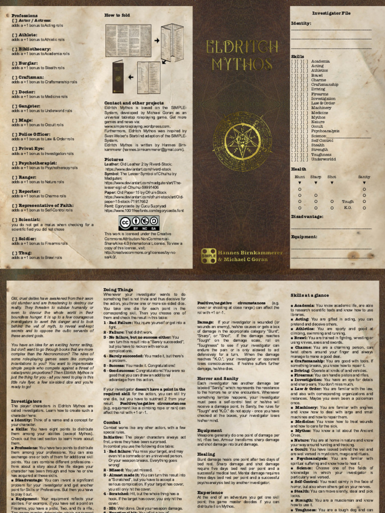 Eldritch Mythos Professions Guide | PDF