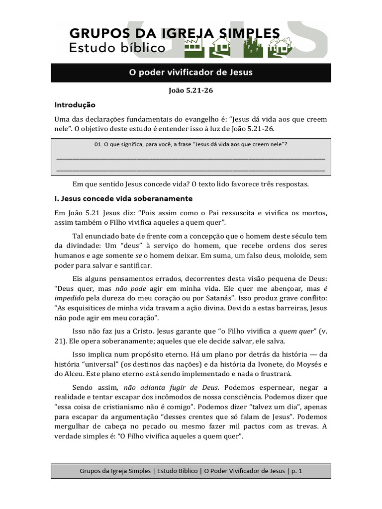 GIS 02 Jo5.21 26 o Poder Vivificador de Jesus | PDF | Jesus | Deus