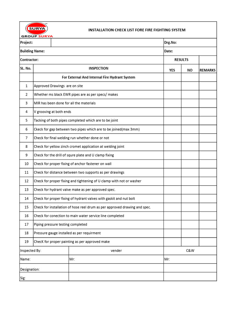 Hydrant check list | PDF