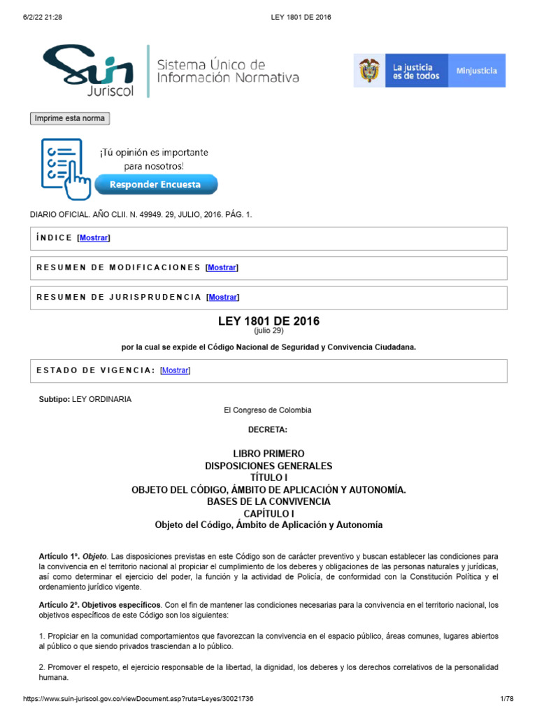 Código Nacional De Seguridad Y Convivencia Pdf Policía Regulación