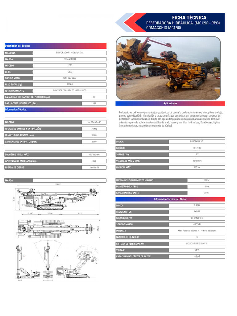 Ficha Tecnica Perforadora MC1200-0593 | PDF