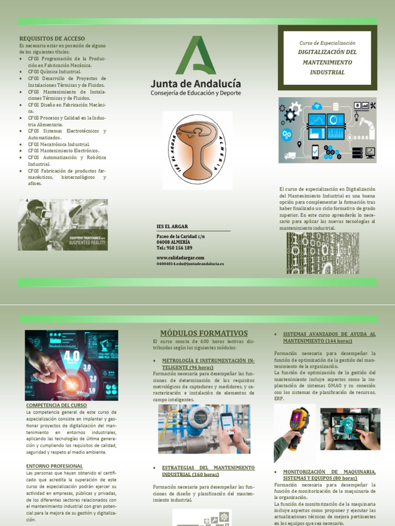 TRIPTICO CURSO ESPECIALIZACION | PDF | Ingeniería | Informática