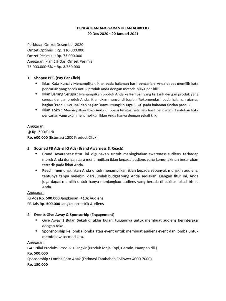 Pengajuan Anggaran | PDF