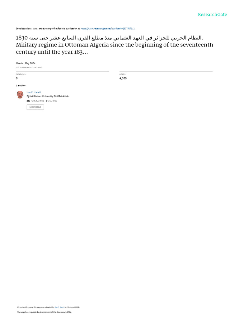 1830 - Military Regime in Ottoman Algeria Since The Beginning of The ...