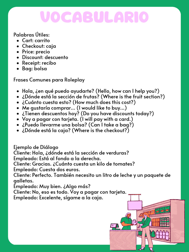 Vocabulario para Compras en Tienda | PDF
