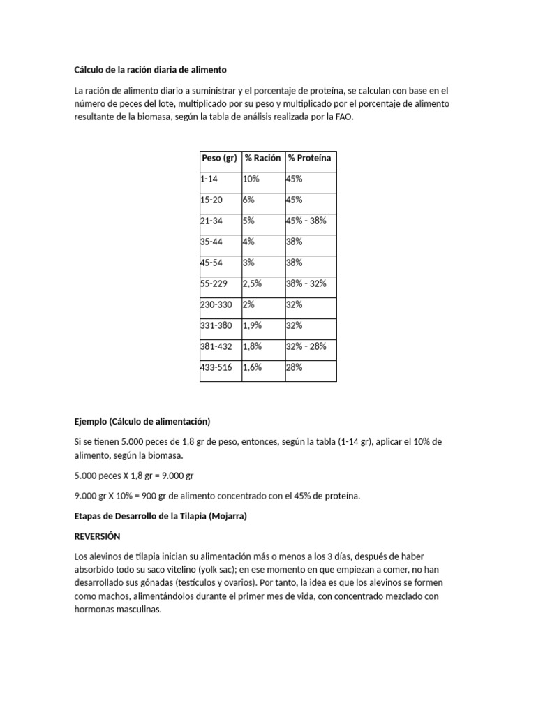 Cálculo de La Ración Diaria de Alimento | PDF | Agua | Suelo
