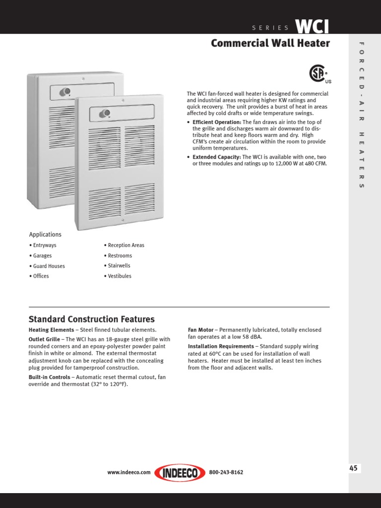 Indeeco WCI Series | PDF | Hvac | Thermostat