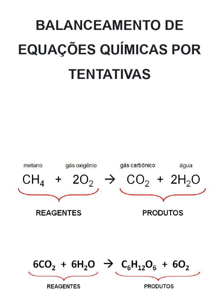 Balanceamento de Equações Químicas Por Tentativas | PDF