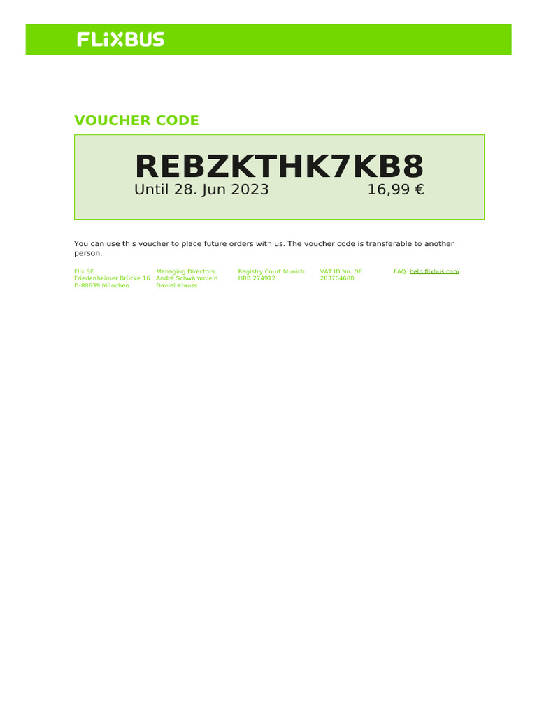 Voucher Flixbus 1 Ano | PDF