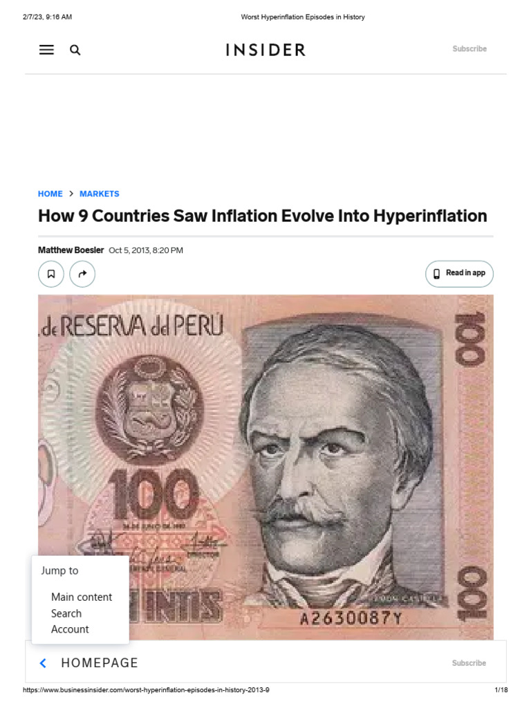Worst Hyperinflation Episodes in History | PDF | Inflation | World War ...