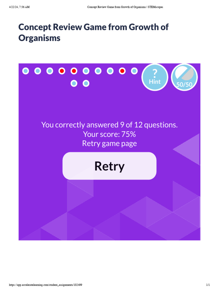 Concept Review Game From Growth of Organisms - STEMscopes | PDF
