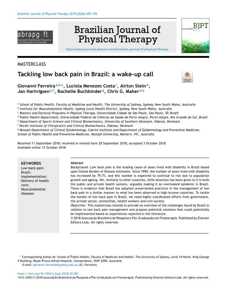 Tackling Low Back Pain in Brazil | PDF | Low Back Pain | Health Care